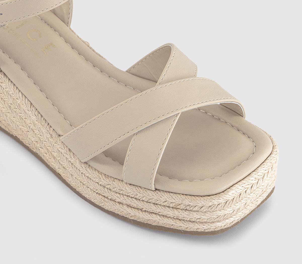 OFFICE Maria Cross Over Espadrille Wedges White - Mid Heels