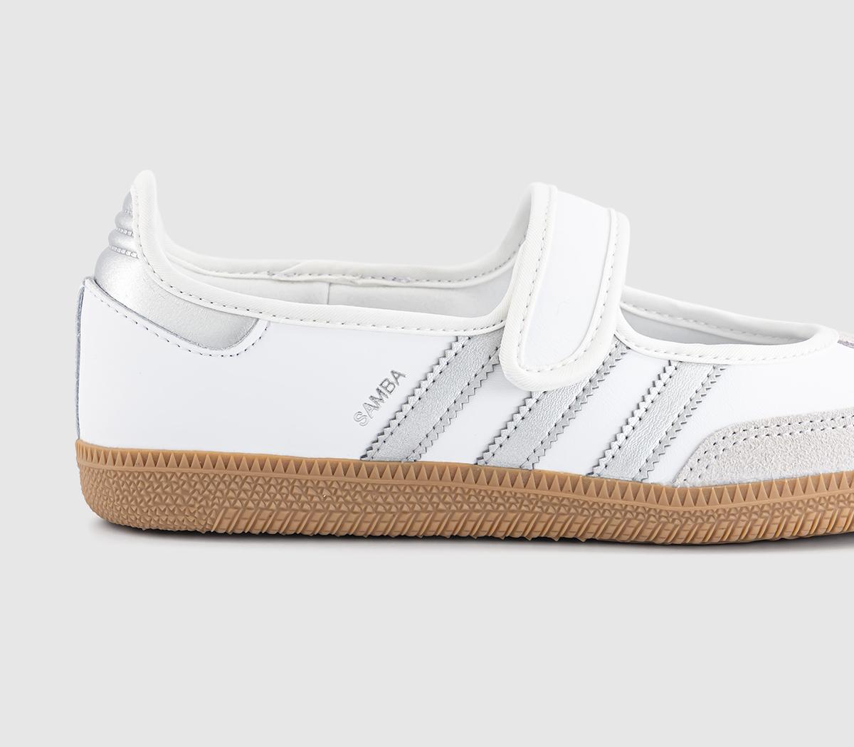 adidas Samba Jane Ballet Trainers White Silver Metallic Gum - Women's ...