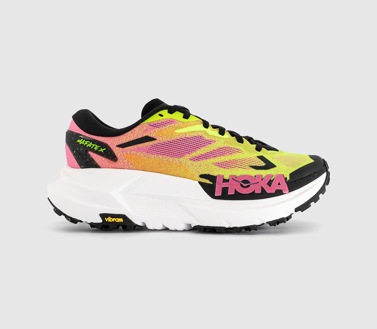 Click here for HOKA Girls Mafate X Trainers Neon Citrus Neon Rose... prices