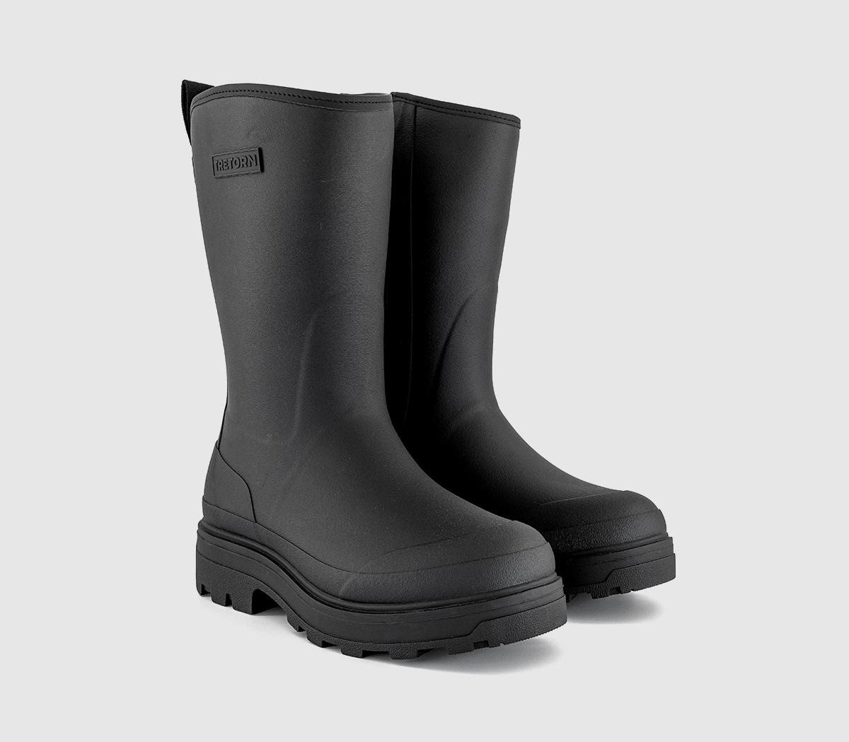 Tretorn Halla Mid Warm Lined Welly Boots Black - Water Resistant Shoes ...