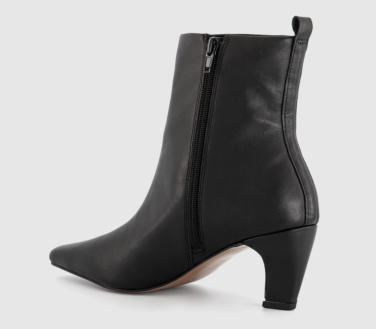 OFFICE Addison Curve Heel Ankle Boots Black Leather - Women's Ankle Boots