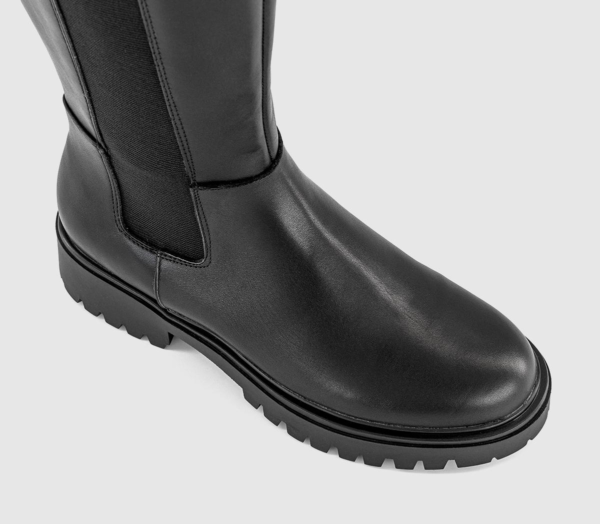 OFFICE Kody Knee High Chelsea Boots Black Leather - Women's Knee High Boots