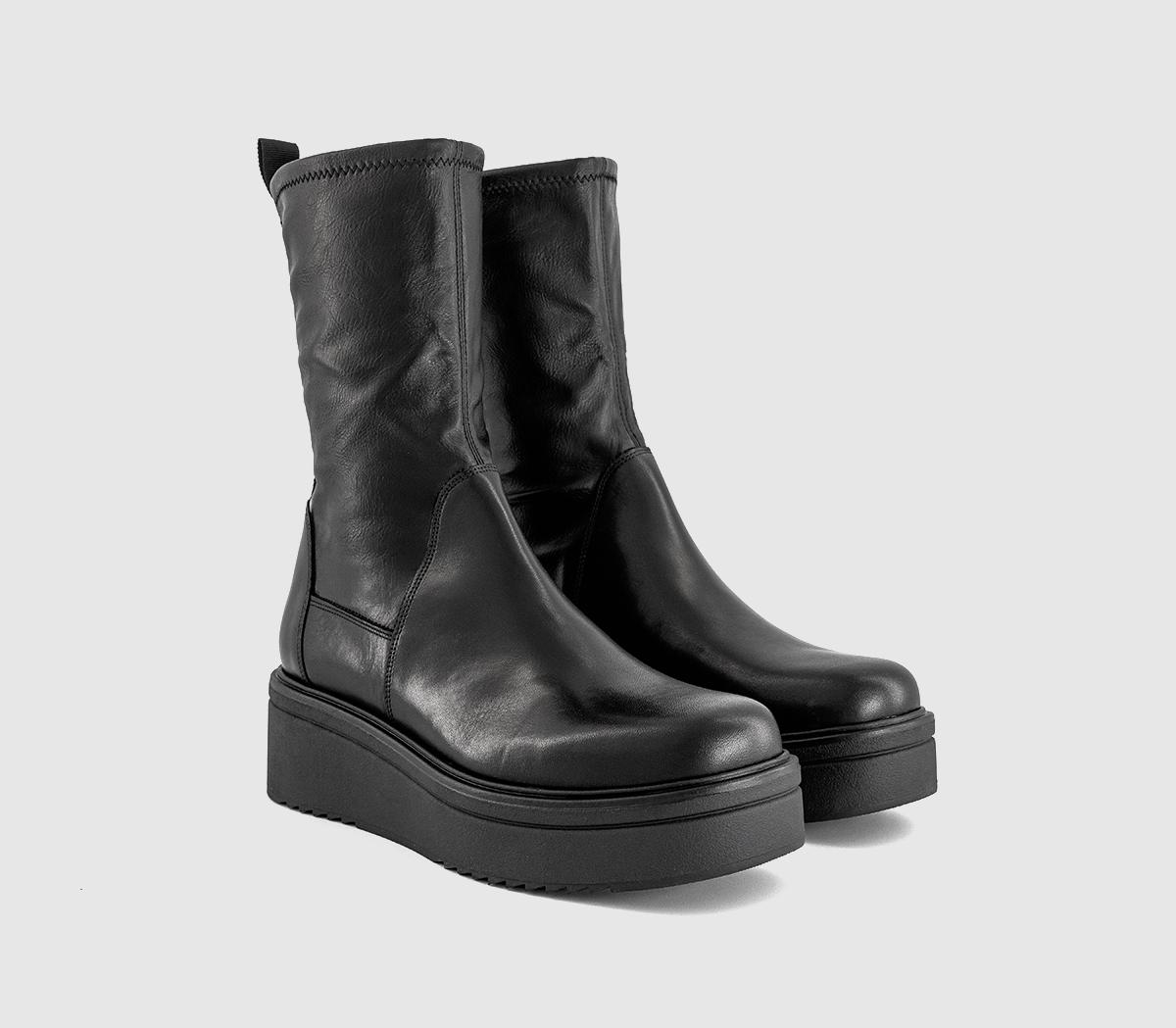 Vagabond Shoemakers Tara Stretch Platform Chelsea Boots Black Leather ...