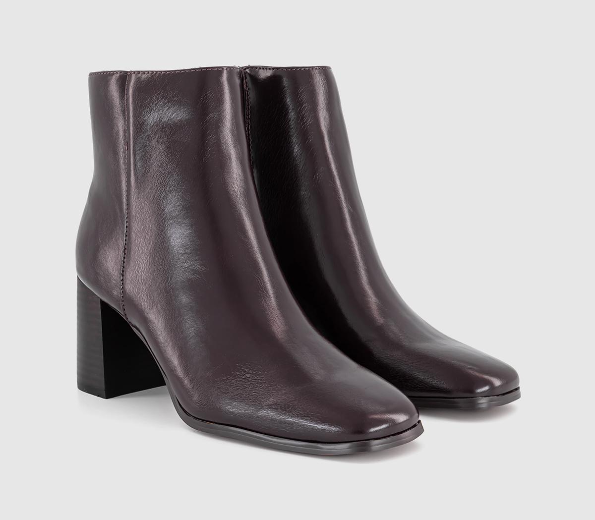 OFFICE Ava Block Heel Ankle Boots Burgundy - Women's Ankle Boots