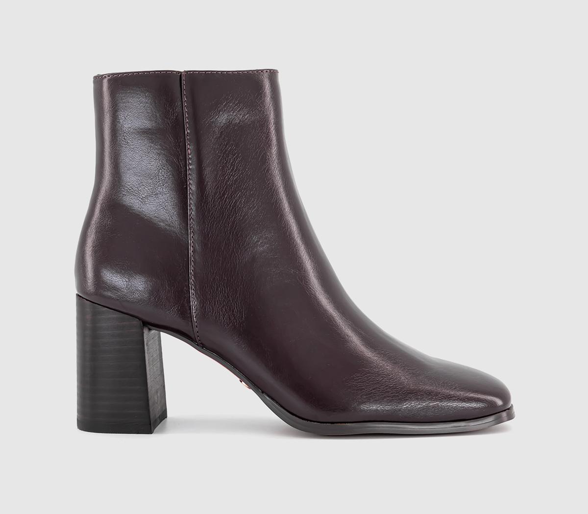 OFFICE Ava Block Heel Ankle Boots Burgundy - Women's Ankle Boots