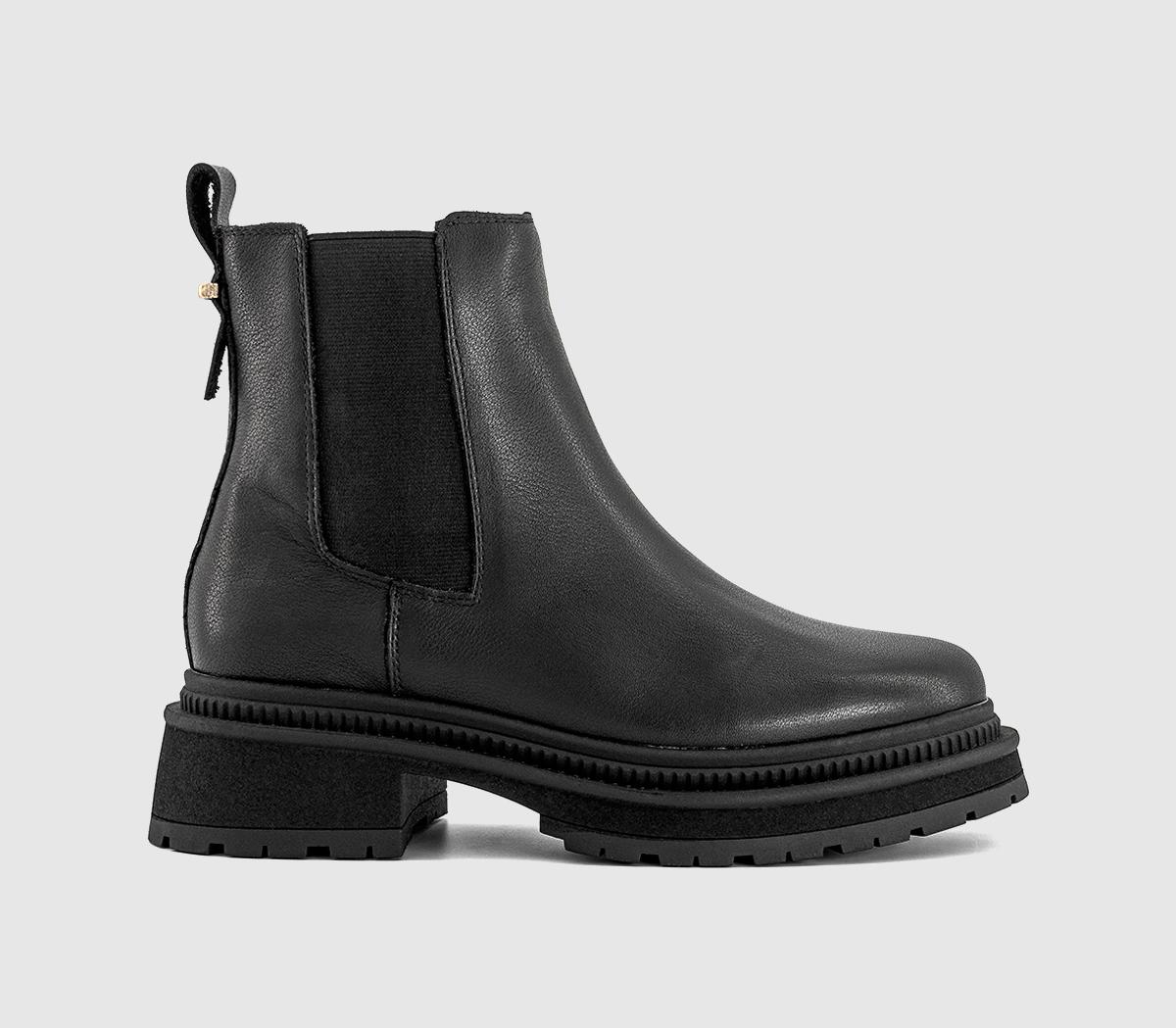 OFFICE Archie Chunky Chelsea Ankle Boots Black Leather - Women's Ankle ...