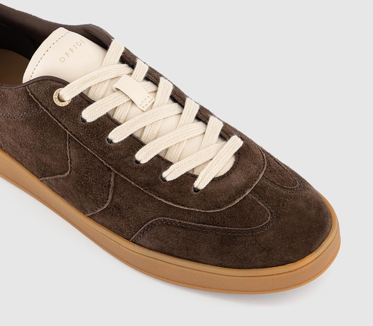 OFFICE Thrive Lace Up Suede Cup Sole Trainers Brown Suede - Women's ...