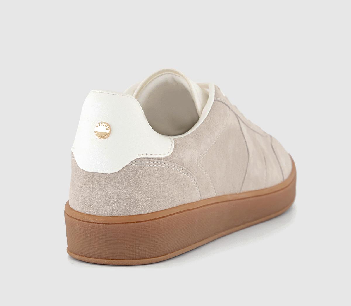 OFFICE Thrive Lace Up Suede Cup Sole Trainers Taupe Suede - Women's ...