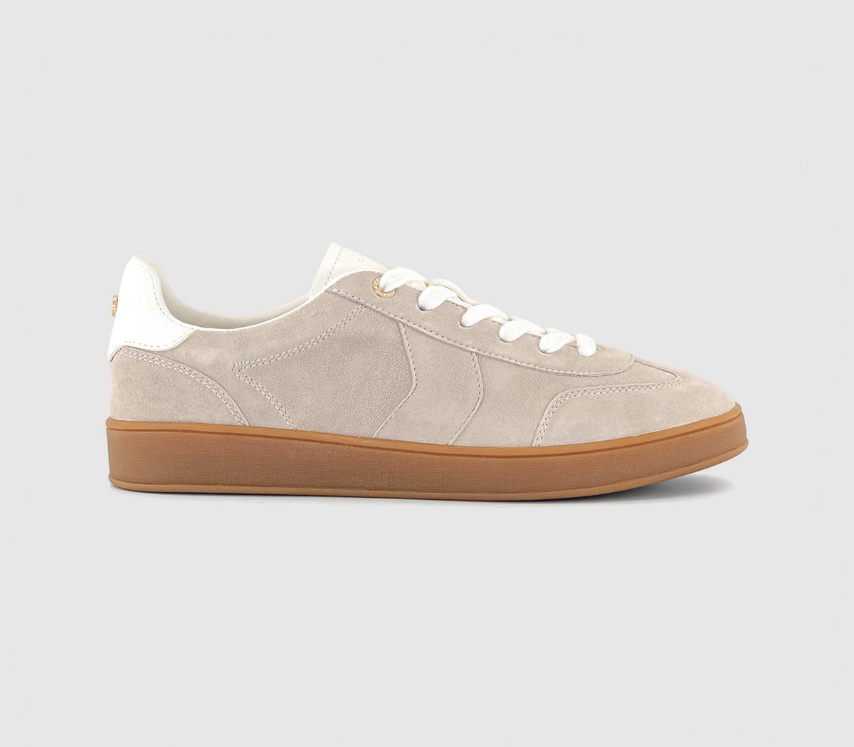 OFFICE Thrive Lace Up Suede Cup Sole Trainers Taupe Suede - Women's ...