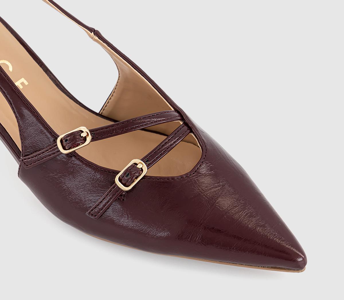 OFFICE Melba Multi Strap Slingback Kitten Heels Dark Red - Mid Heels