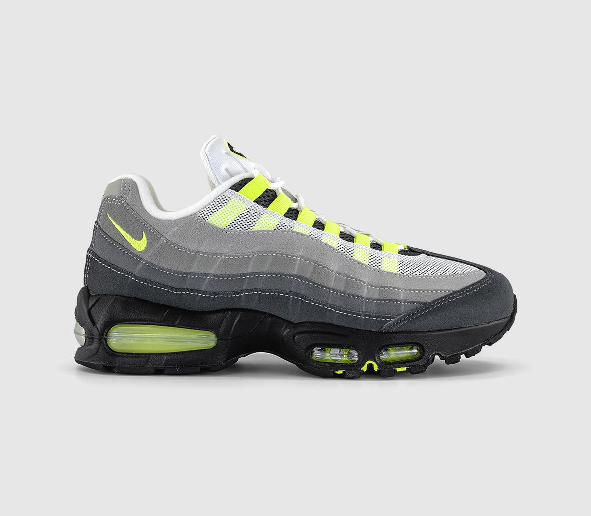 Click here for Nike Air Max 95 OG Trainers Black Neon Yellow Cool... prices
