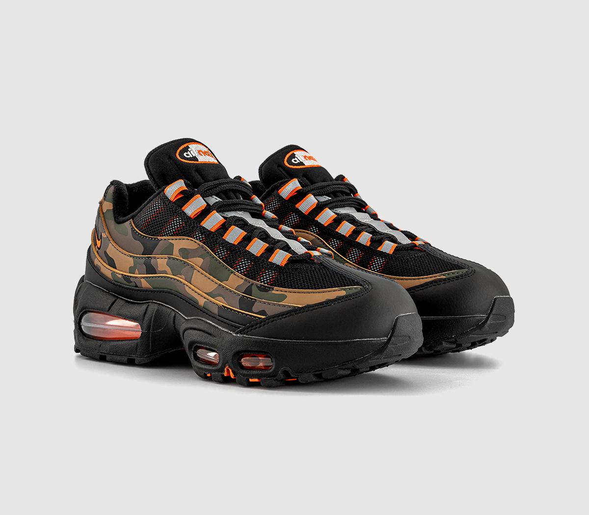Nike Nike Air Max 95 OG Trainers Black Safety Orange Metallic Silver ...