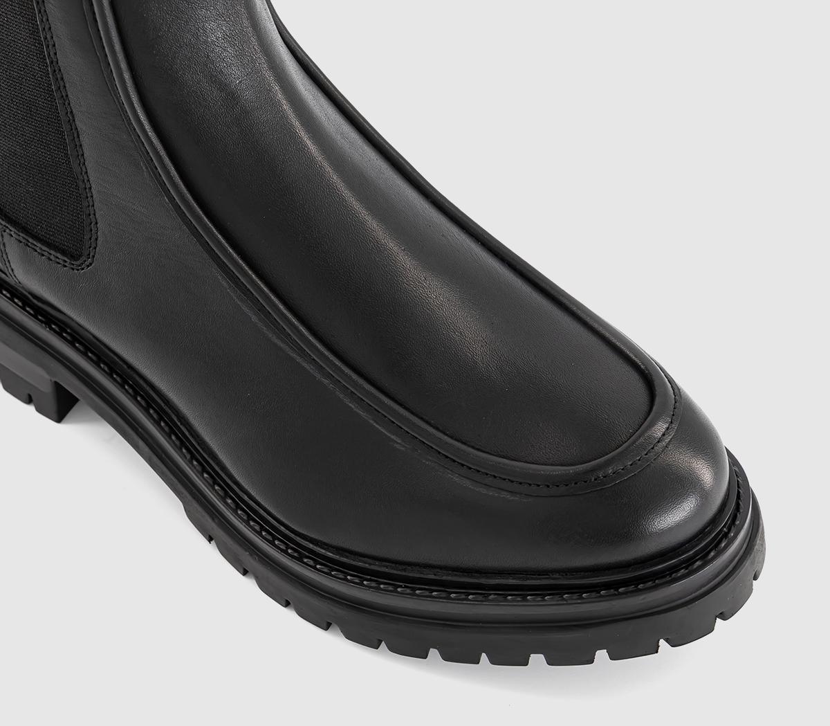 OFFICE Ariel Cleated Chelsea Boots Black Leather - Women's Ankle Boots