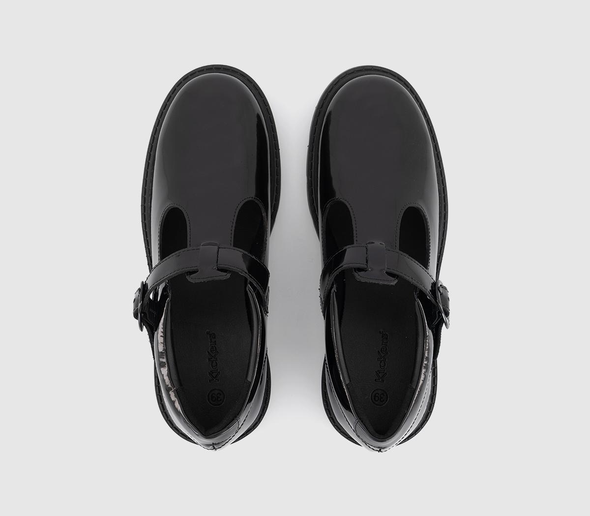 Kickers Kori T Bar Shoes Black Patent - Womens Work Shoes