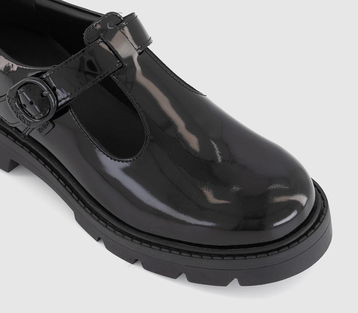 Kickers Kori T Bar Shoes Black Patent - Womens Work Shoes