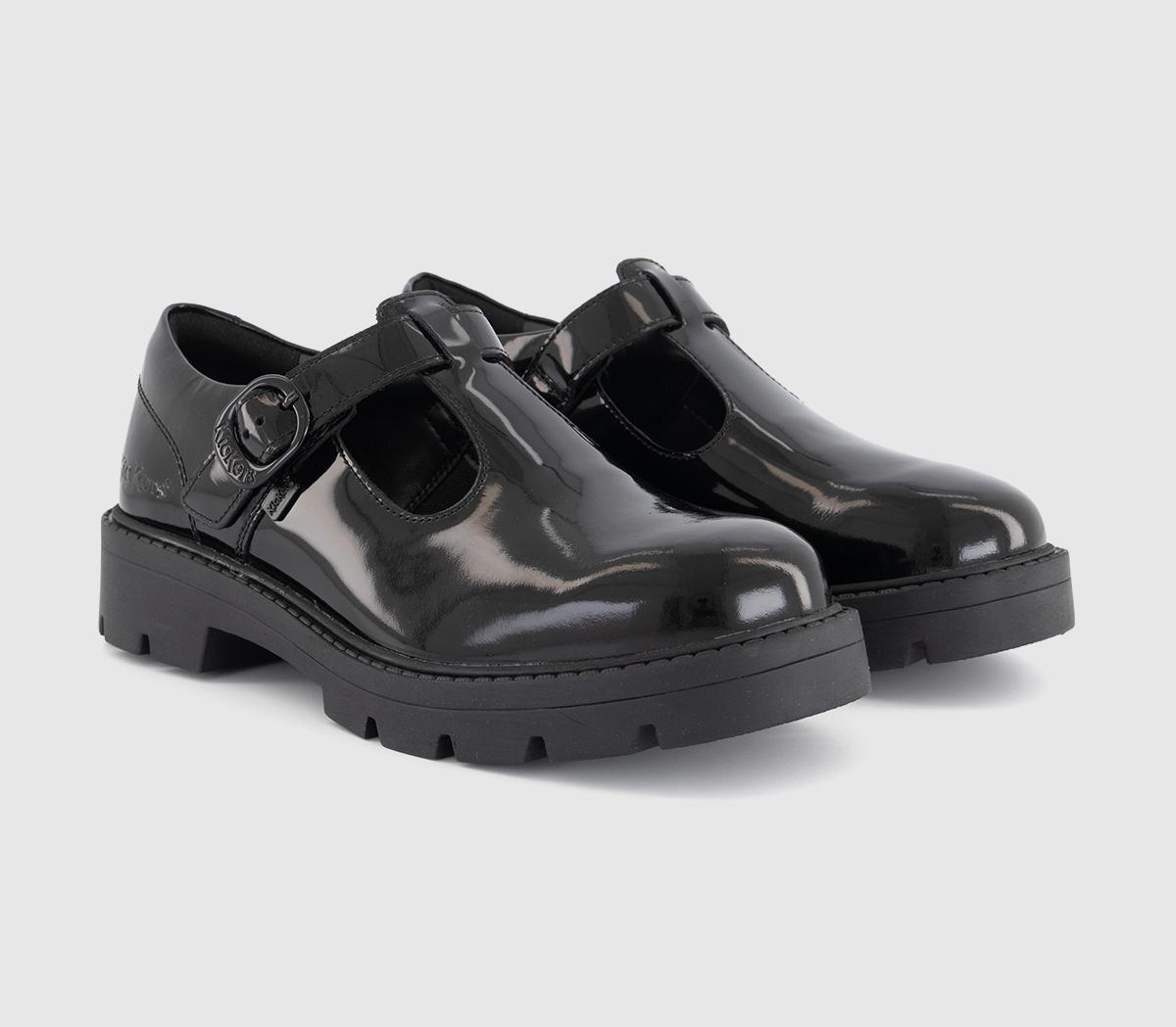 Kickers Kori T Bar Shoes Black Patent - Womens Work Shoes