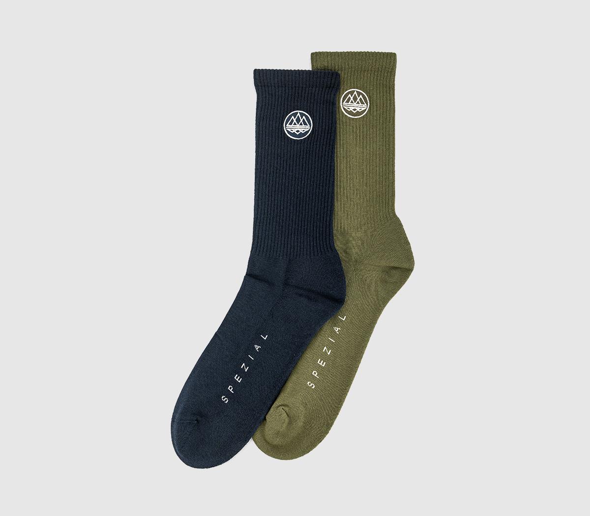 adidas Mod Trefoil SPZL Socks Night Navy Focus Olive - Men's Trainers