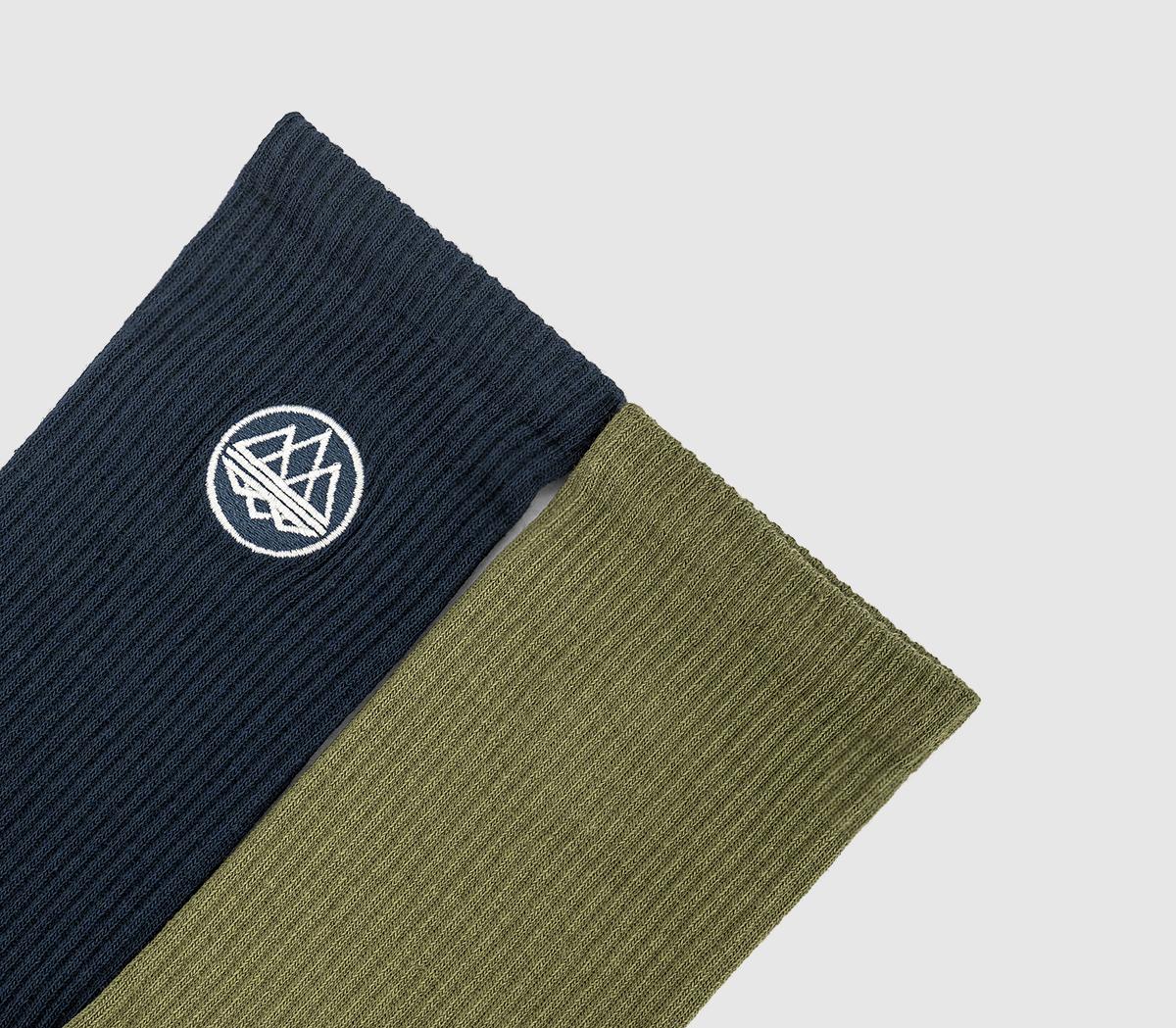 adidas Mod Trefoil SPZL Socks Night Navy Focus Olive - Men's Trainers