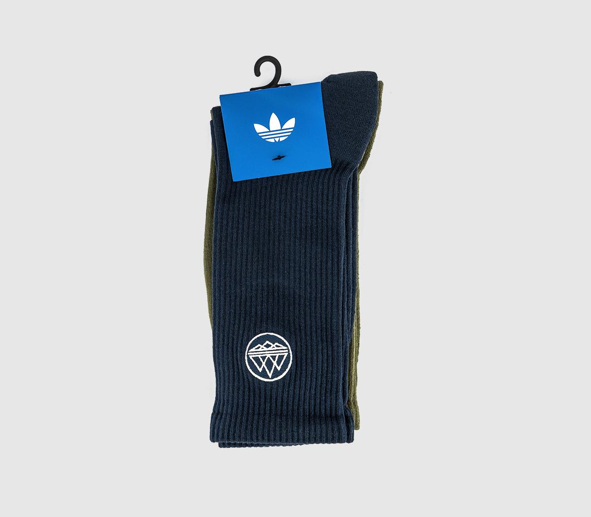 adidas Mod Trefoil SPZL Socks Night Navy Focus Olive - Men's Trainers