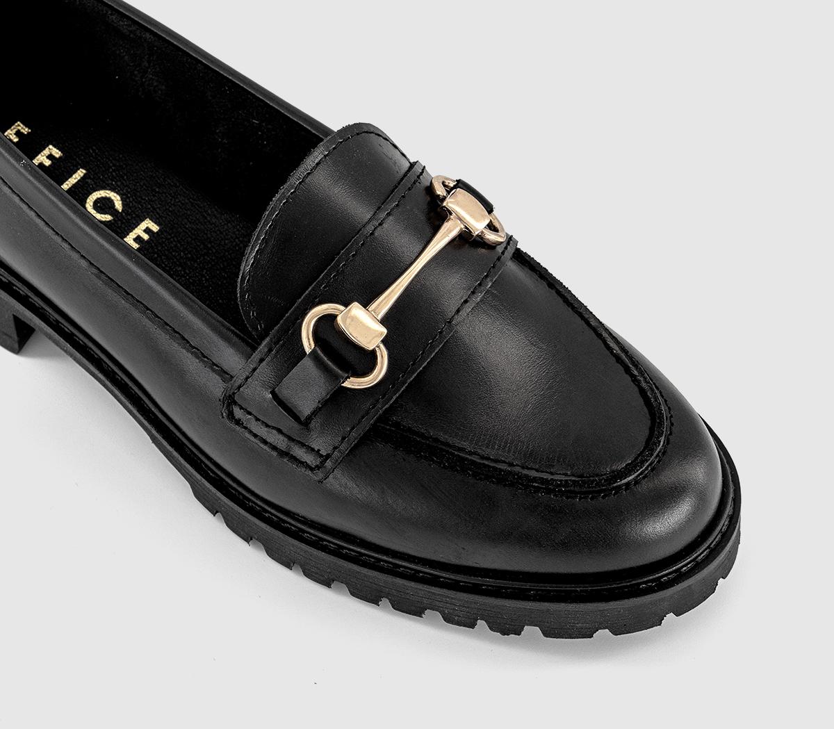 OFFICE Fontana Cleated Sole Snaffle Loafers Black Leather - Flat Shoes ...