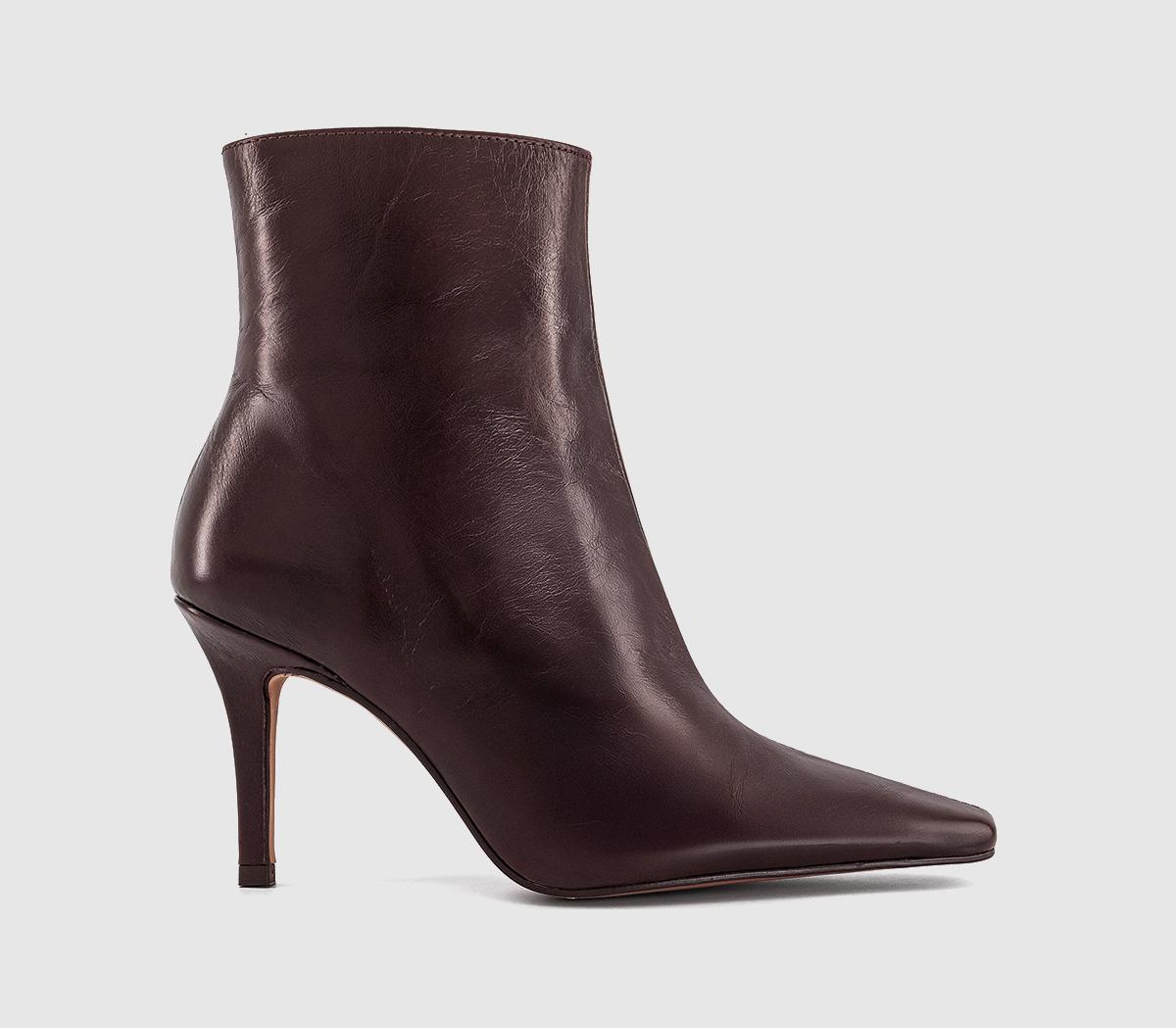 OFFICE Alexis Heel Ankle Boots Burgundy Leather - Women's Ankle Boots