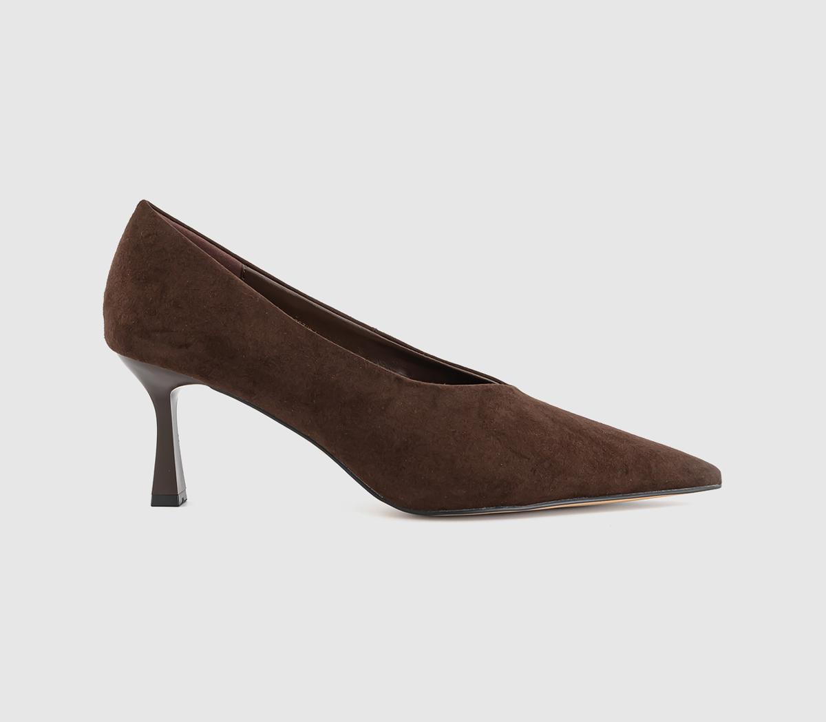 OFFICE Marino High Vamp Court Heels Brown Faux Suede - Mid Heels