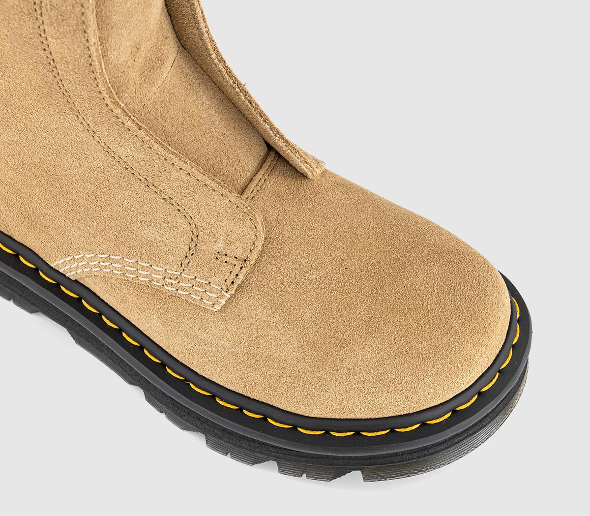 Dr. Martens Zebzag Laceless Boots Savannah Tan Suede - Women's Ankle Boots