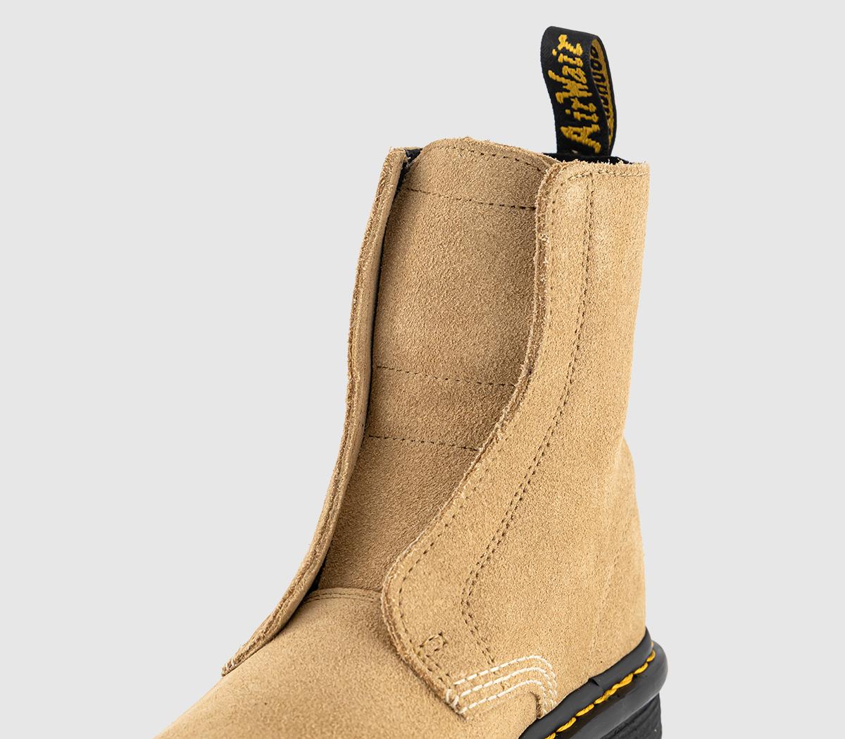 Dr. Martens Zebzag Laceless Boots Savannah Tan Suede - Women's Ankle Boots