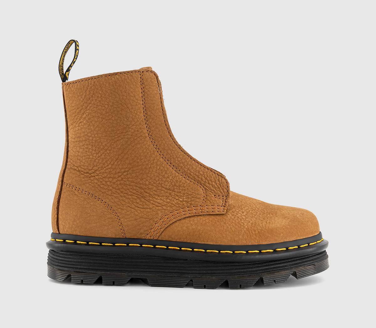 Dr. Martens Zebzag Laceless Wool Lined Boots Desert Brown Milled Nubuck ...