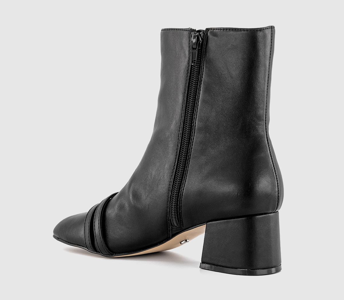 OFFICE Aris Block Heel Buckle Detail Boots Black - Women's Ankle Boots