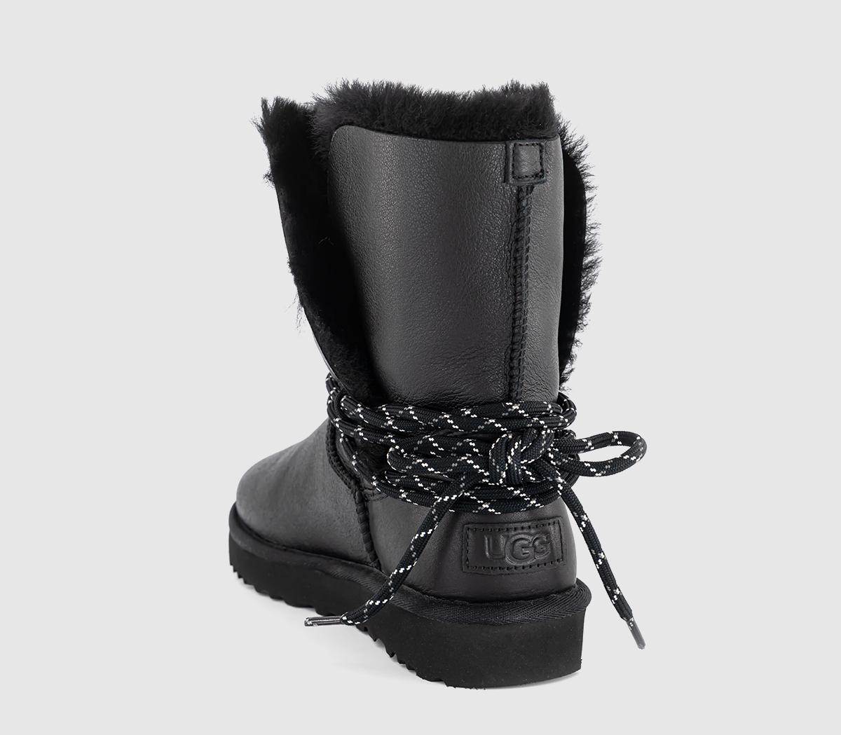 UGG Bailey Tie Leather Black Leather - Women's Ankle Boots