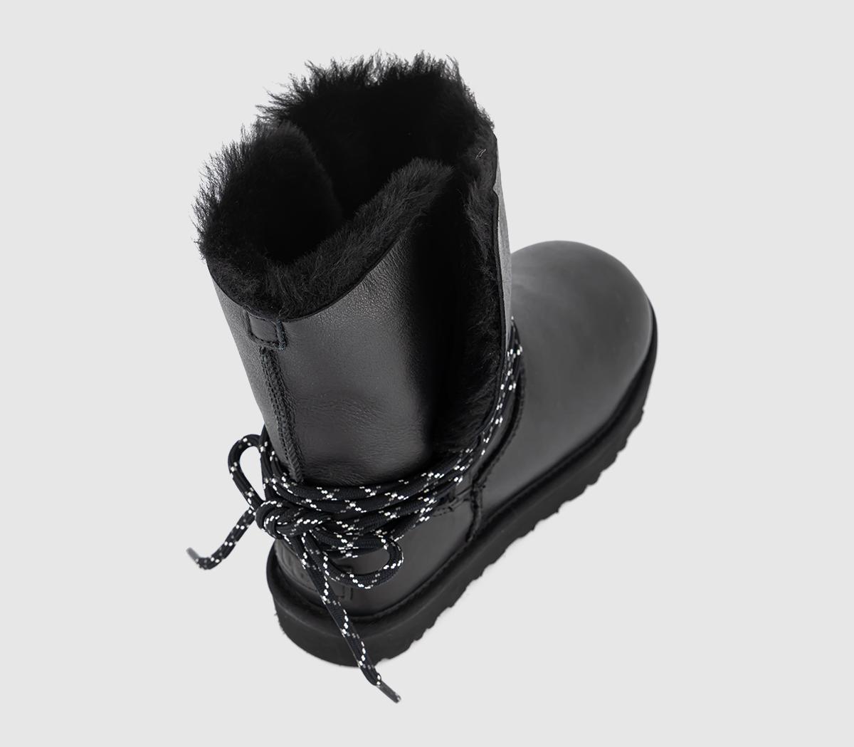 UGG Bailey Tie Leather Black Leather - Women's Ankle Boots