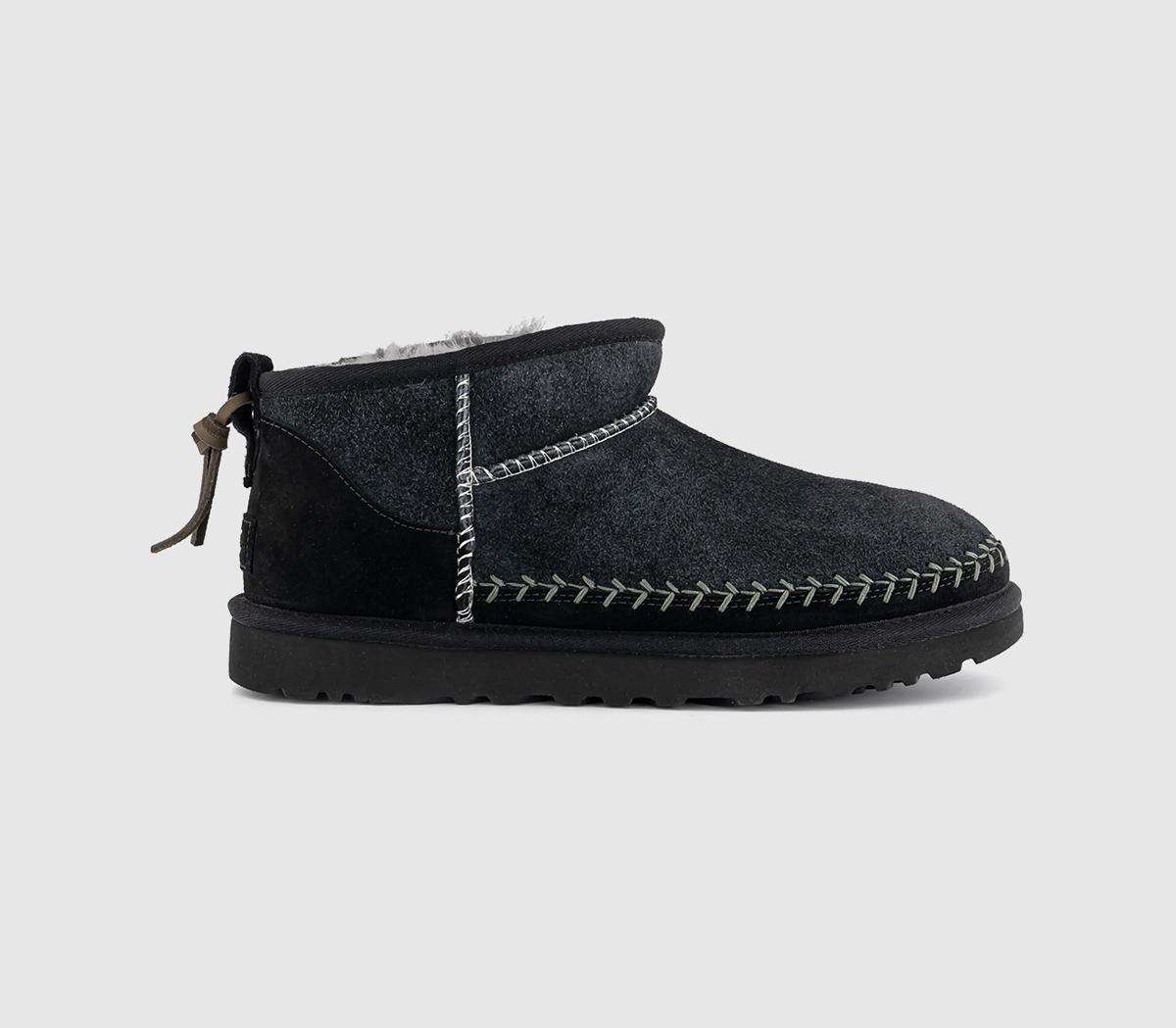 UGG Classic Ultra Mini Biarritz Boots Black - Women's Ankle Boots