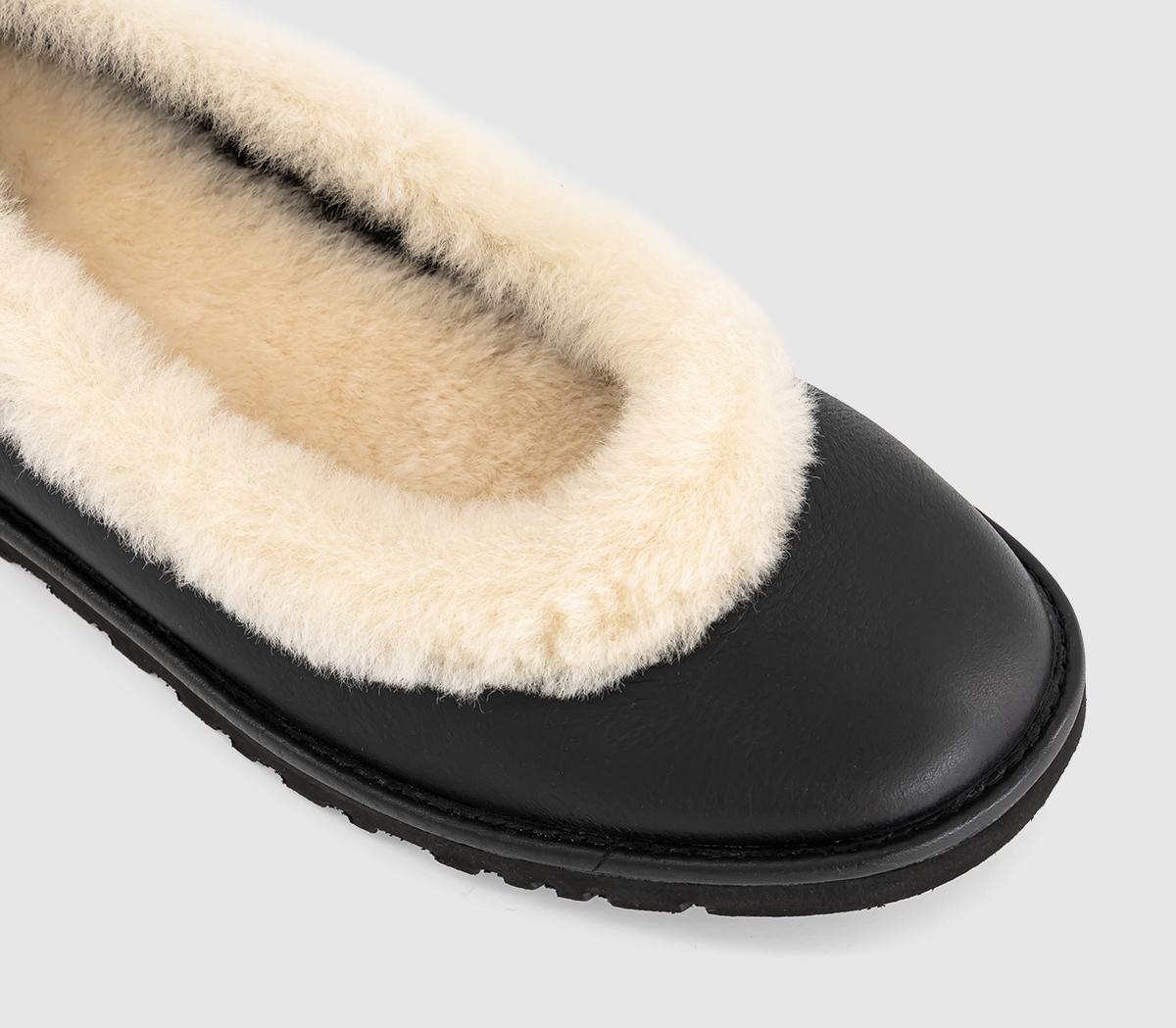 UGG Zora Leather Ballet Flats Black - Flat Shoes for Women