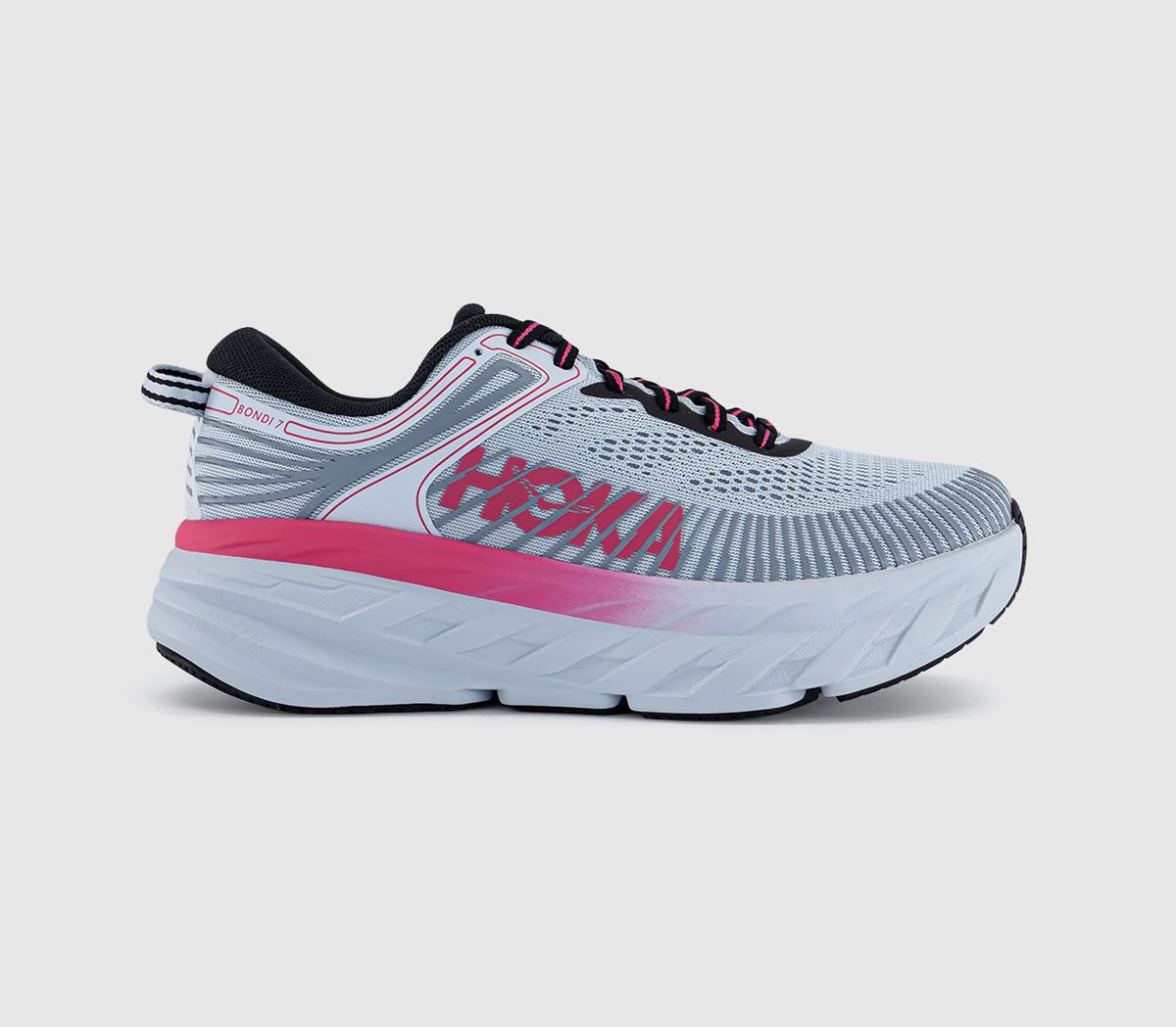 Click here for HOKA Womens Bondi 7 Trainers Mineral Blue Rhubarb... prices