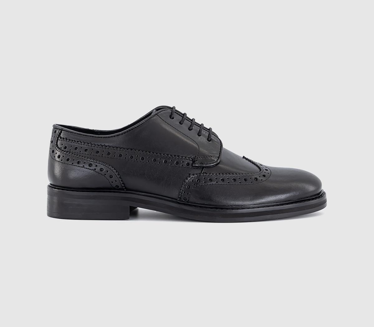 OFFICE Mayhem Derby Lace Up Brogues Black Leather - Men’s Smart Shoes
