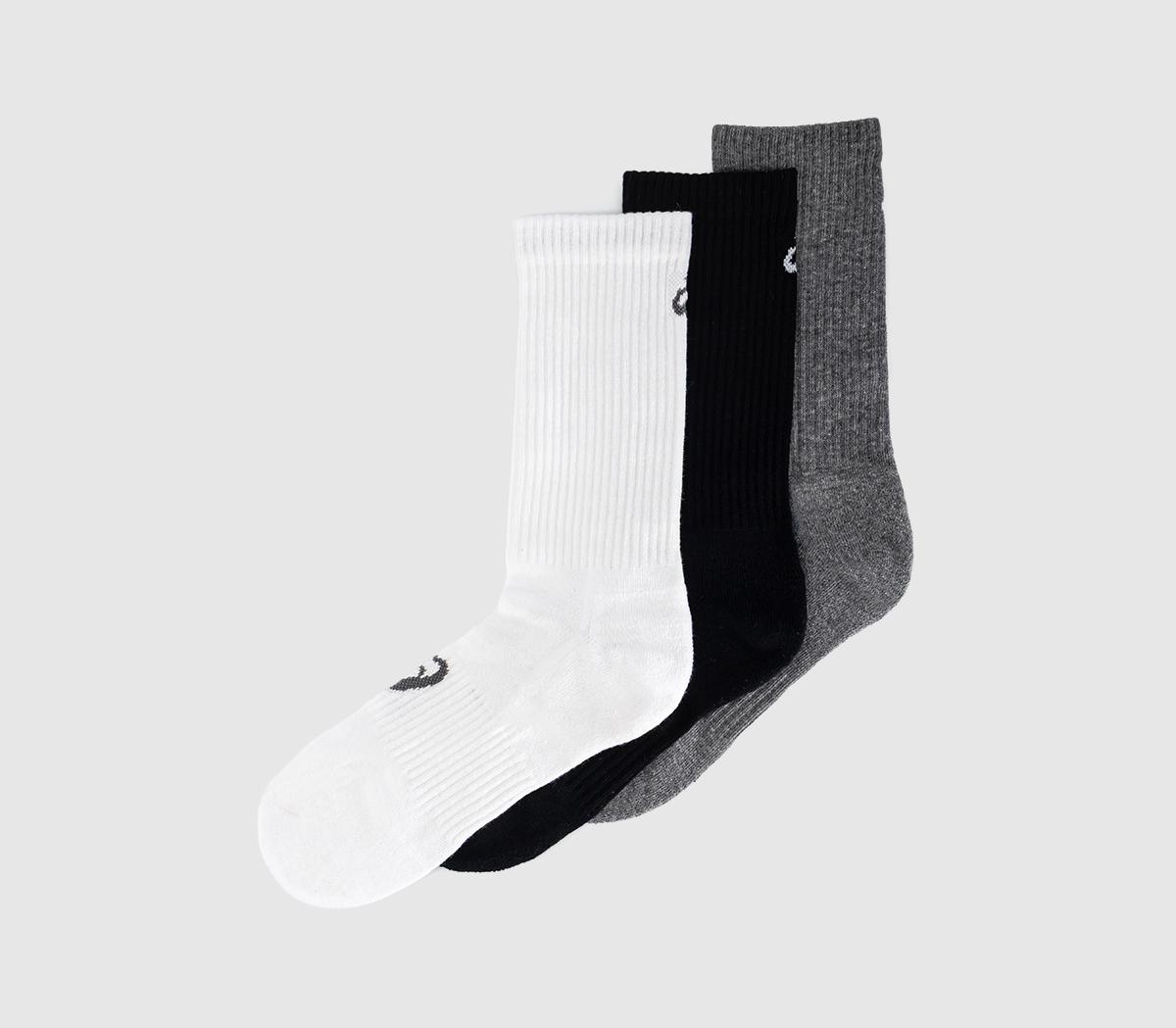 Click here for Asics 3pk Crew Socks White Black Grey  M prices