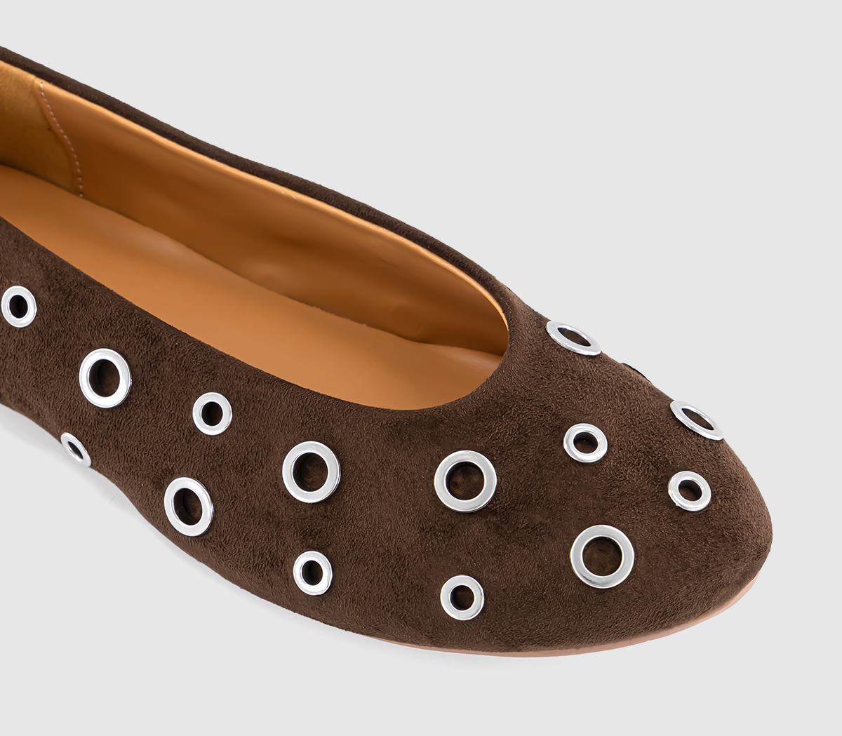 OFFICE Forever Rivet Hardware Ballerina Shoes Brown - Flat Shoes for Women