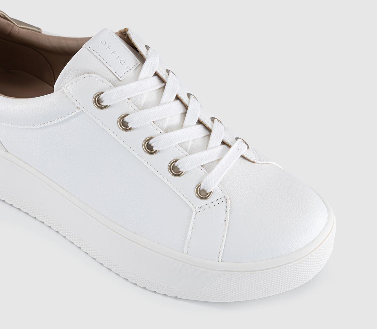 OFFICE Twister Lace Up Platform Trainers White - Flat Shoes for Women