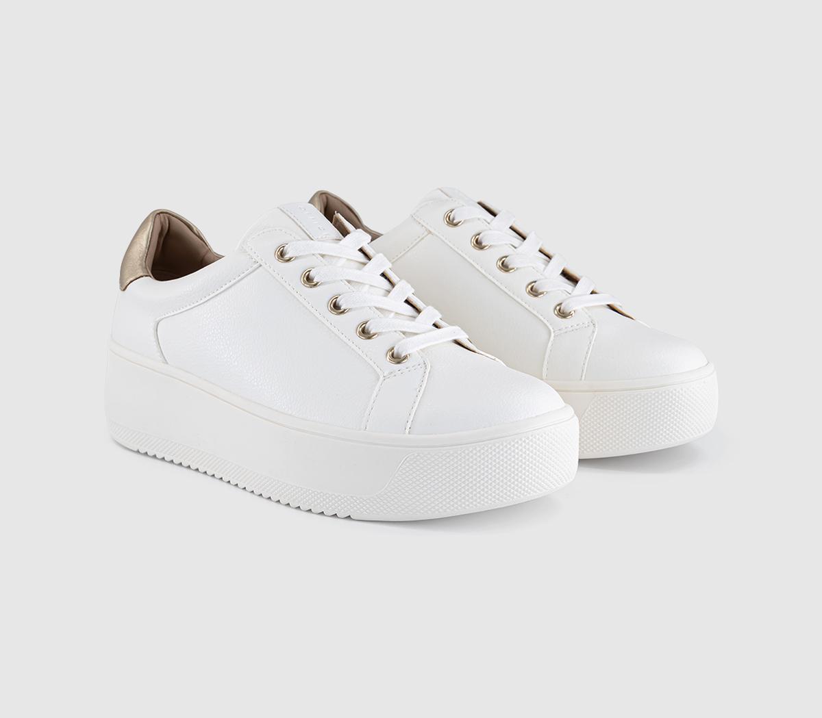 OFFICE Twister Lace Up Platform Trainers White - Flat Shoes for Women