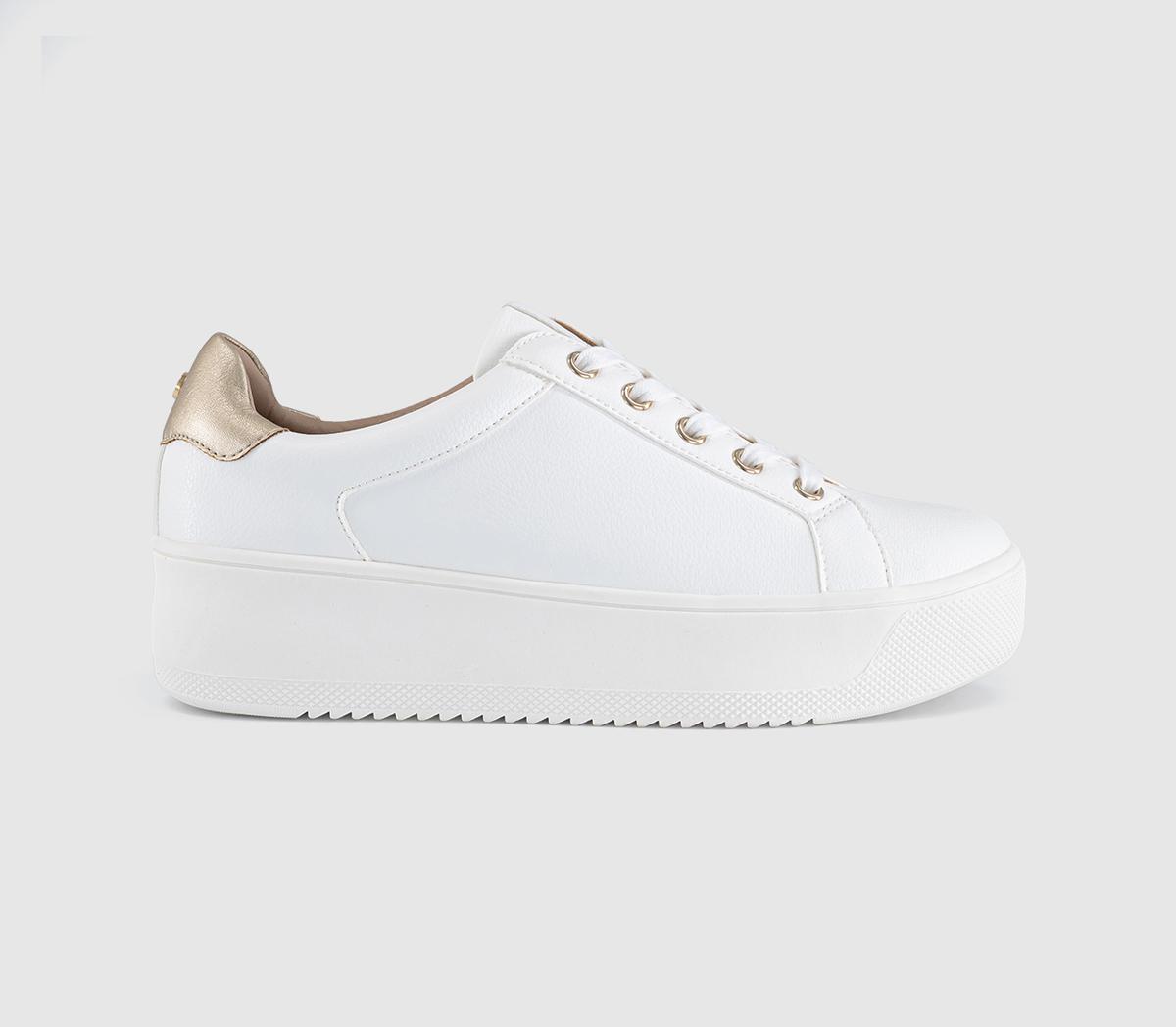 OFFICE Twister Lace Up Platform Trainers White - Flat Shoes for Women