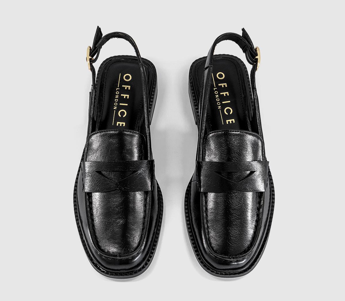 OFFICE Ferris Slingback Saddle Loafers Black - Flat Shoes for Women