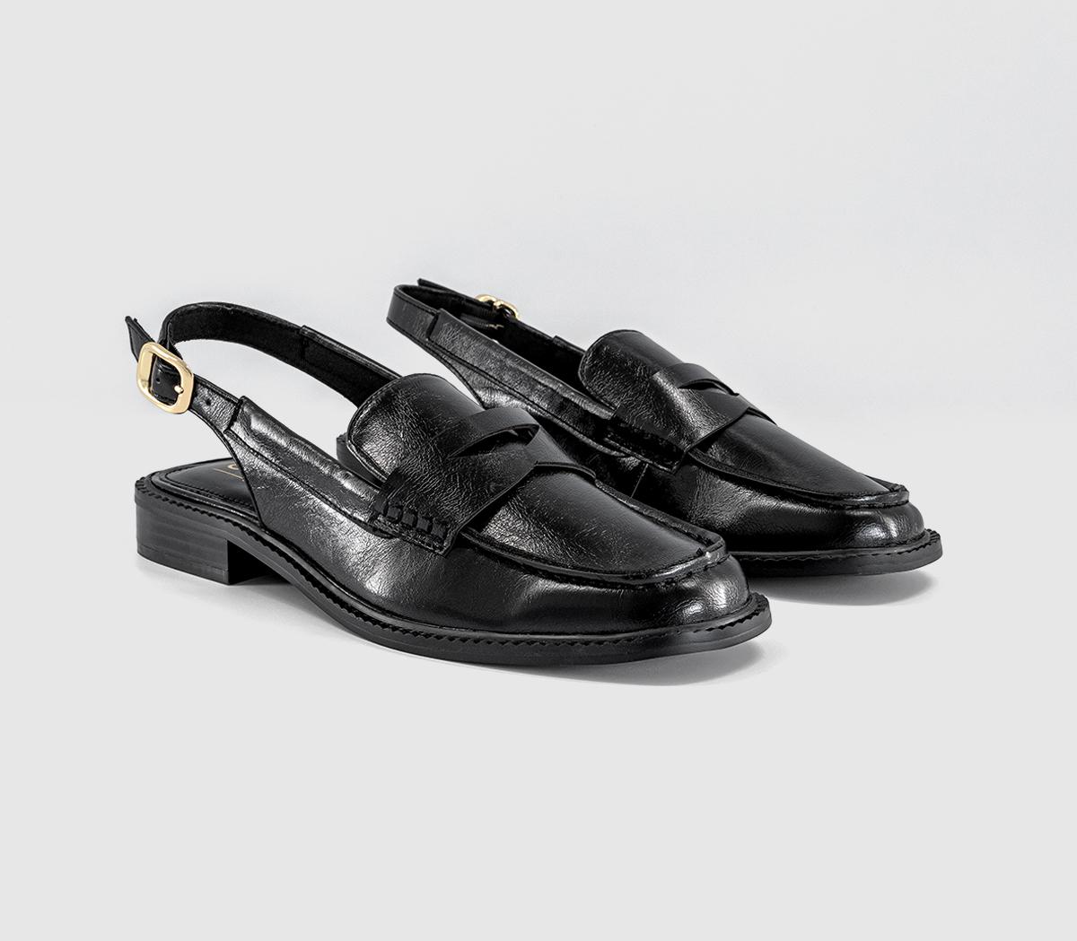 OFFICE Ferris Slingback Saddle Loafers Black - Flat Shoes for Women