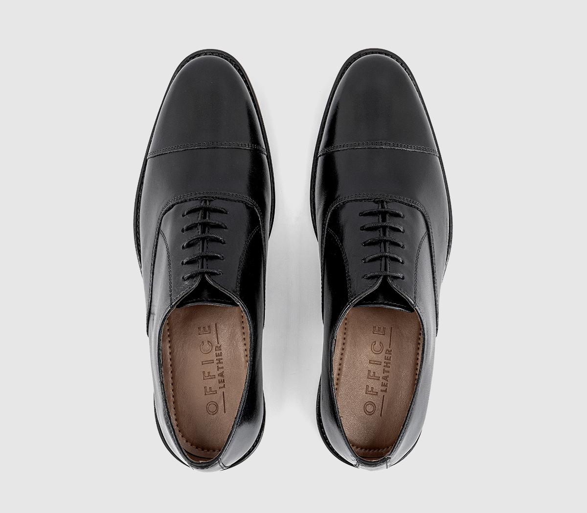OFFICE Malcolm Toe Cap Oxford Shoes Black Leather - Men’s Smart Shoes