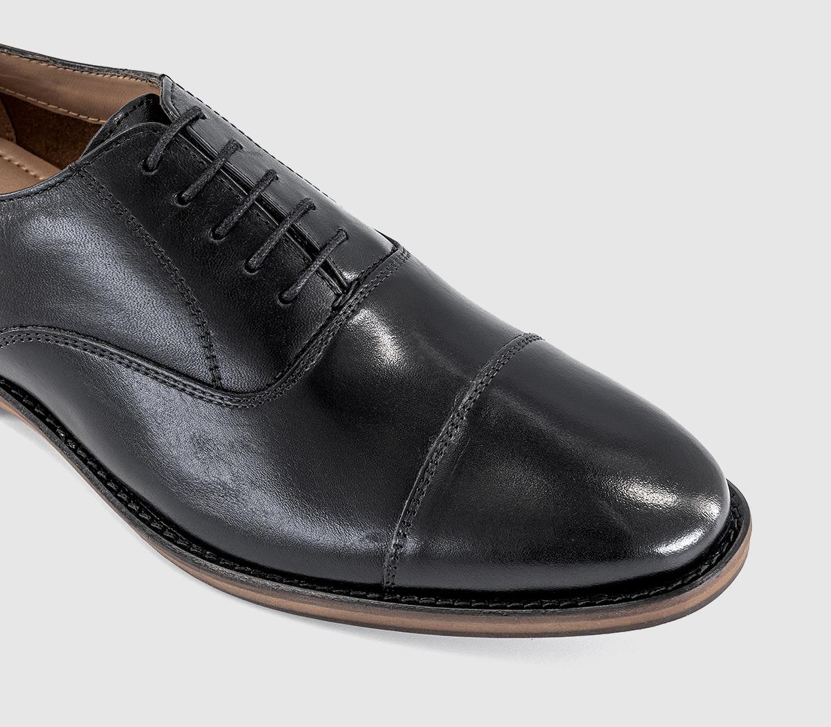 OFFICE Malcolm Toe Cap Oxford Shoes Black Leather - Men’s Smart Shoes