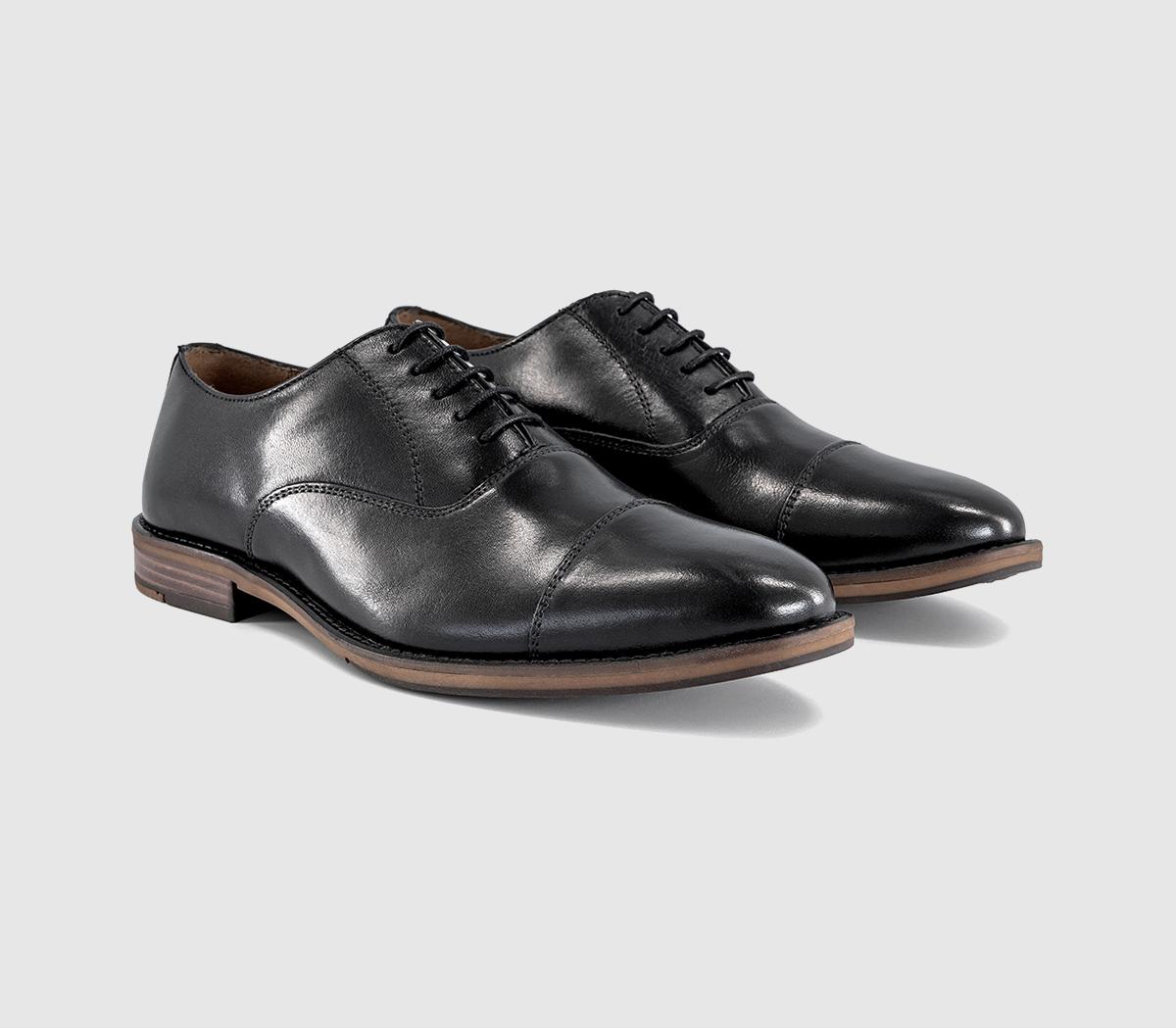 OFFICE Malcolm Toe Cap Oxford Shoes Black Leather - Men’s Smart Shoes