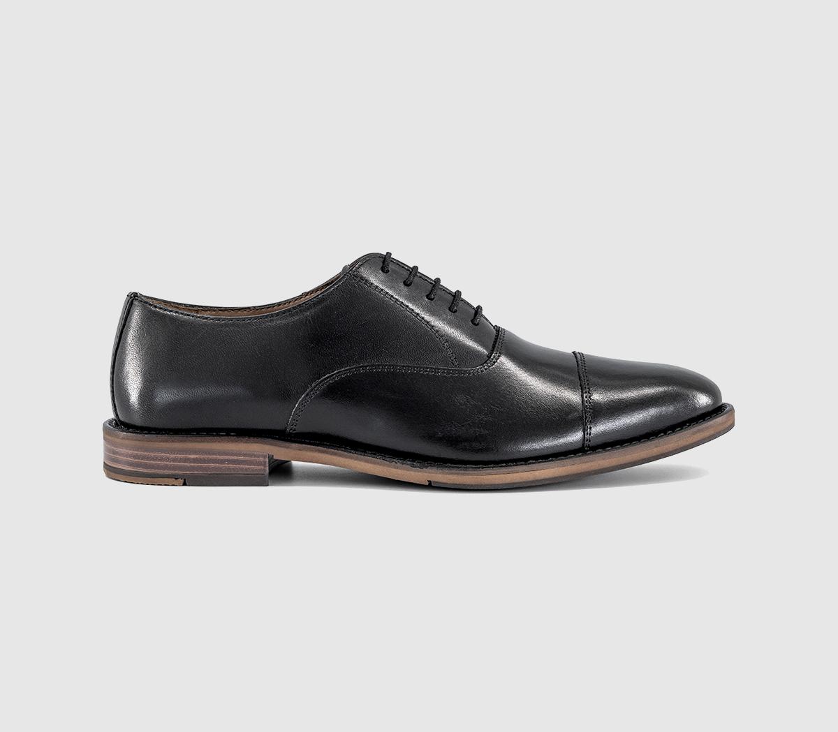 OFFICE Malcolm Toe Cap Oxford Shoes Black Leather - Men’s Smart Shoes