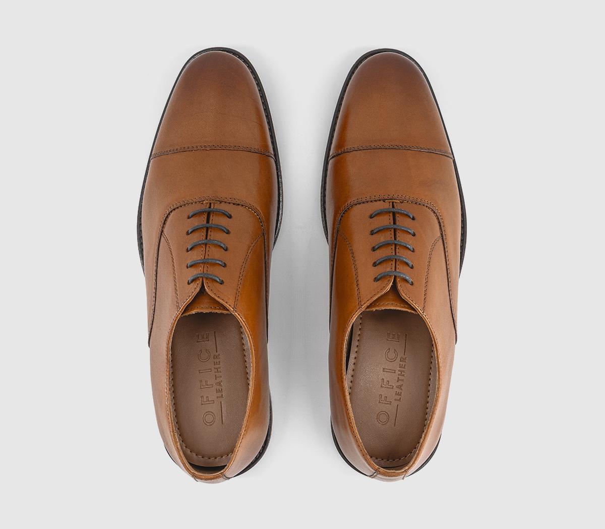 OFFICE Malcolm Toe Cap Oxford Shoes Tan Leather - Men’s Smart Shoes