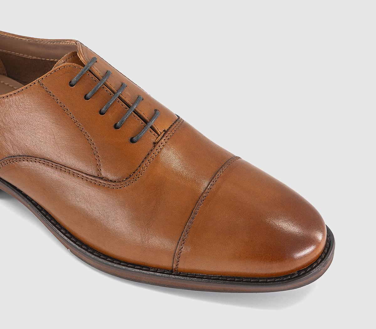 OFFICE Malcolm Toe Cap Oxford Shoes Tan Leather - Men’s Smart Shoes