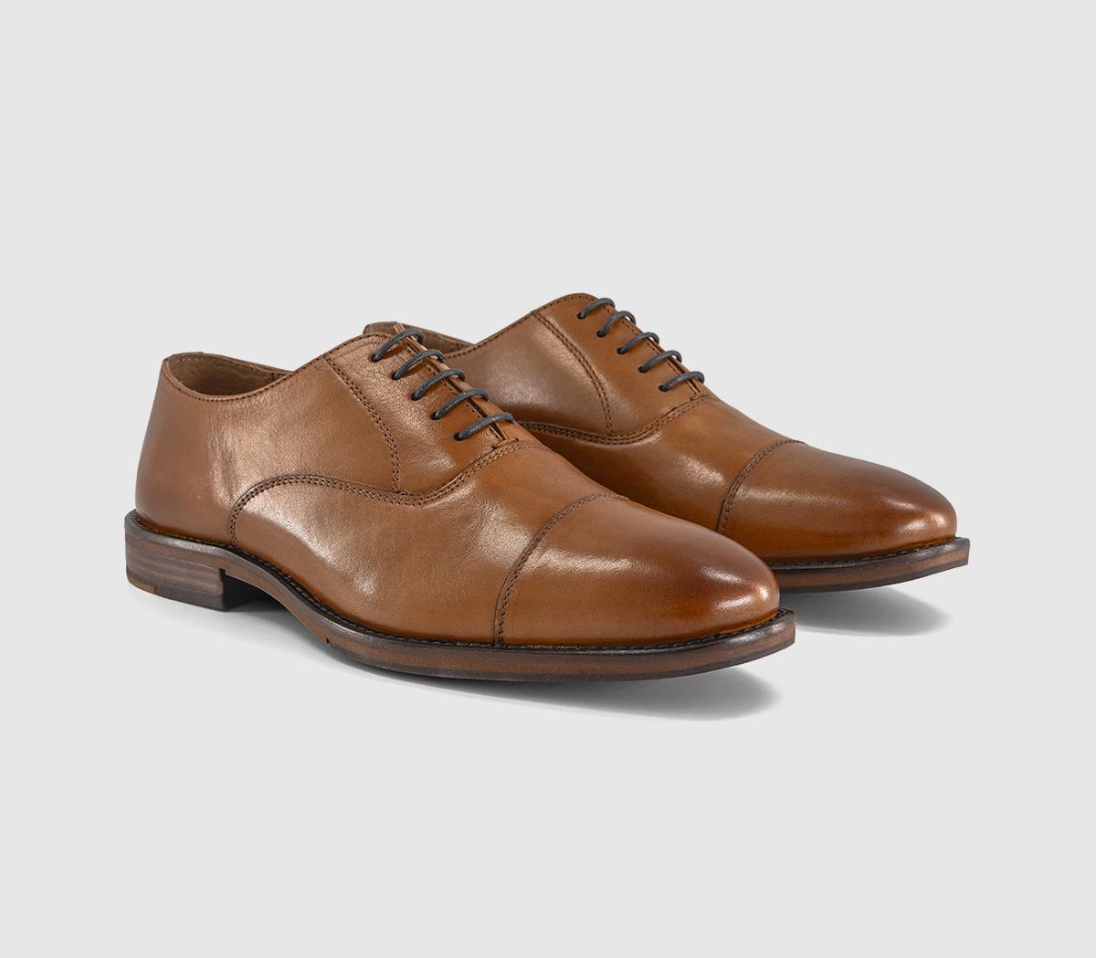 OFFICE Malcolm Toe Cap Oxford Shoes Tan Leather - Men’s Smart Shoes